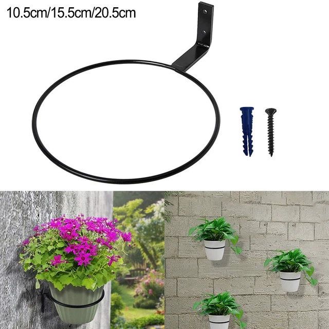FLOWER POT RINGS Bracket Practical Railing Black Wall-mounted Brackets ...
