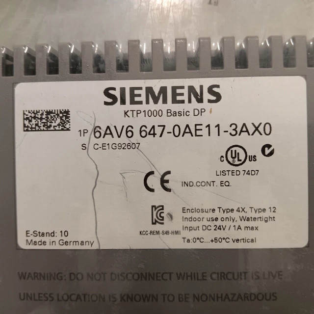 SIEMENS SIMATIC HMI KTP1000 Basic Panel (6AV6647-0AE11-3AX0) *NUOVO ...