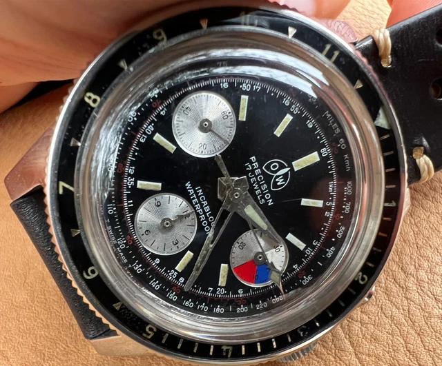 MONTRE CHRONOGRAPHE OLLECH & Wajs Diver fonctionne acier inoxydable ...