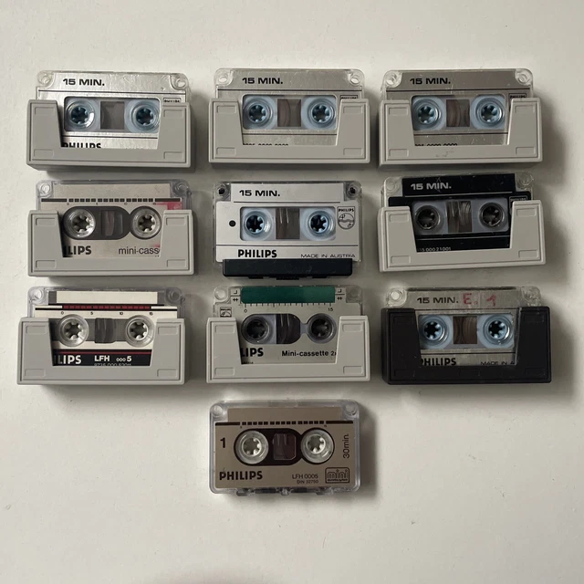 10X PHILIPS DICTAPHONE Mini Audio Cassette Tape Job Lot - 2x15 Minutes ...