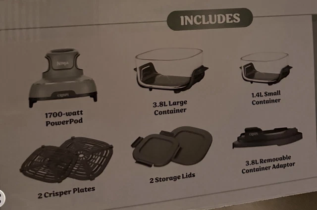 NINJA CRISPI PORTABLE Glass Air Fryer 4-in-1 SAGE Colour £99.99 ...