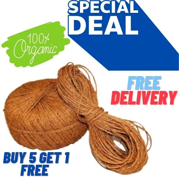 ROPE COCONUT COIR Fiber Husk Handmade Natural Twisted 100% String 5m ...