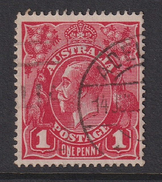 AUSTRALIA 1914: 1d red KGV VARIETY ‘Run N 1st state’ B&W 71(4)v cv $100 ...