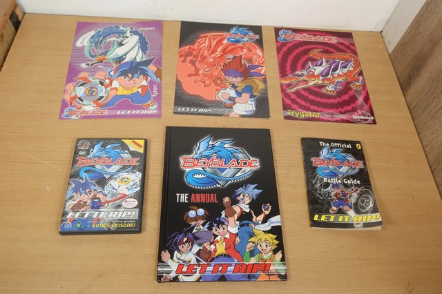BEYBLADE LET IT Rip Bundle Posters Annual DVD Battle Guide Trygator ...