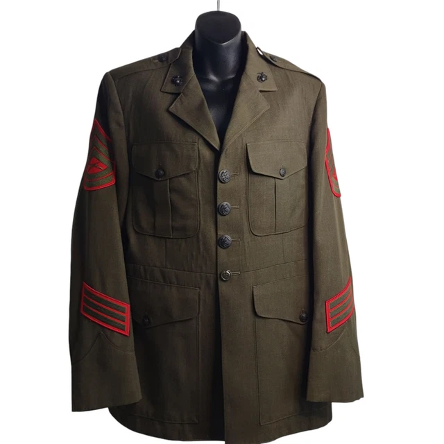 VINTAGE USMC MARINE Corps Army Military Jacket Green Size 42R Vietnam ...