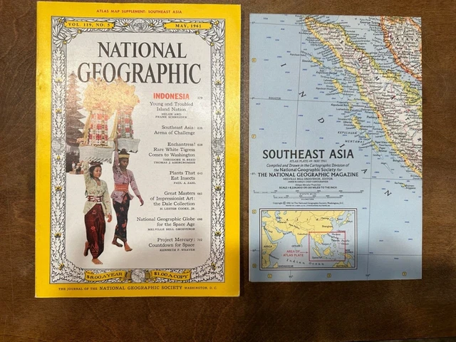 NATIONAL GEOGRAPHIC, 1961 May. Fine. Includes Southeast Asia Map. £3.98 ...