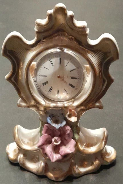 PORTE MONTRE ART Nouveau porcelaine de Paris peigné doré & fleurs ...