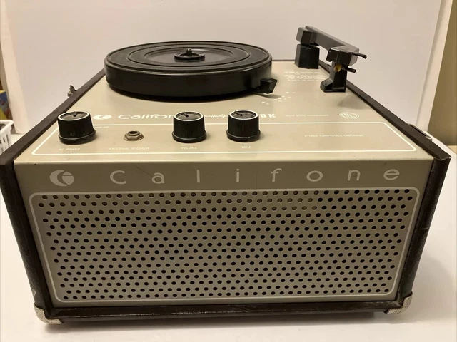 VINTAGE CALIFONE 1410K Portable 4-Speed Turntable Record Player Powers ...