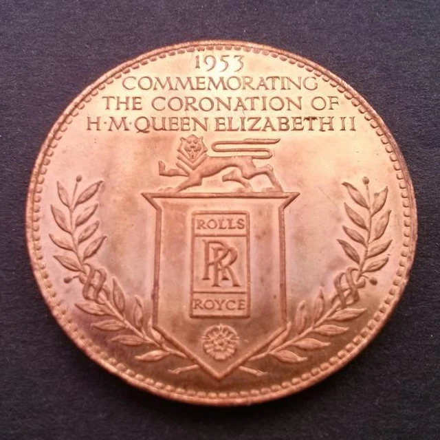 1953 QUEEN ELIZABETH II Coronation Medallion by Rolls Royce £12.50 ...