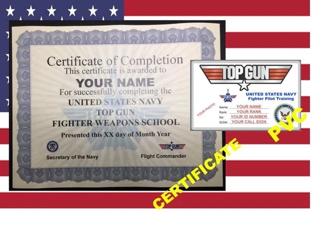 USA ID COLLECTOR Cards Top Gun Certificate £19.40 - PicClick UK