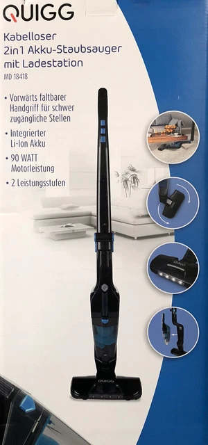 QUIGG 2 IN 1 Staubsauger Akku Handstaubsauger kabellos Handsauger 90W ...