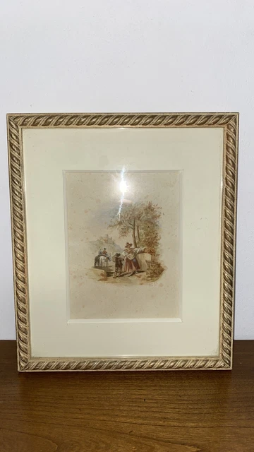 TABLEAU AQUARELLE ANCIENNE Époque XIXe 1892 monogramme B.C EUR 15,00 - PicClick FR