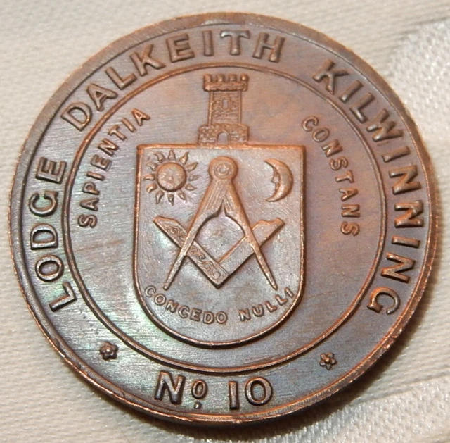 ANTIKE FREIMAURERMARKE PENNY TOKEN DIE LODGE DALKEITH KILWINNING Nr. 10 ...