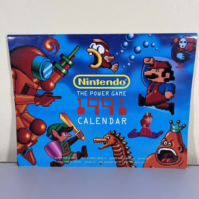 NINTENDO POWER CALENDAR "The Power Game" 1991 Collectible Vintage Mario ...