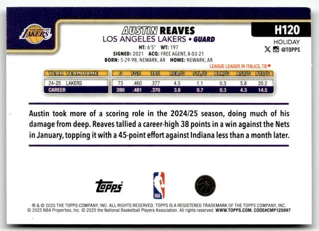 TOPPS NBA FLAGSHIP Holiday 2025 No. H118 Dorian Finney-Smith Brillo ...