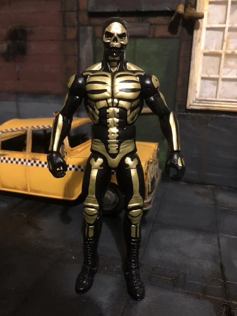 WWE AEW MATTEL Custom Action Figure Skull Art Toy Gold @Toy Combat On ...