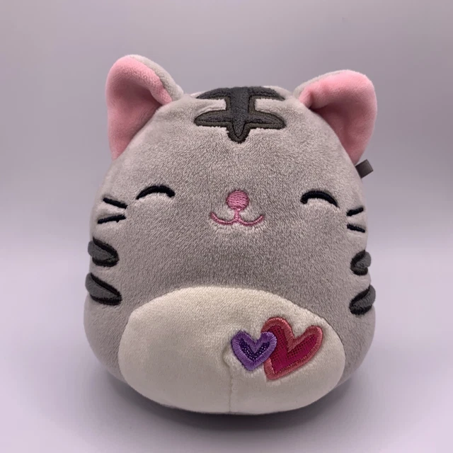 SQUISHMALLOW TALLY CAT Grey With Pink Purple Hearts Valentine Day 5” £ ...