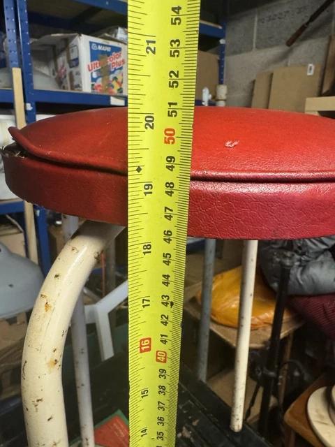 RARE VINTAGE STELCO Stool With Original Red Vinyl Upholstery. 1960’s-70 ...
