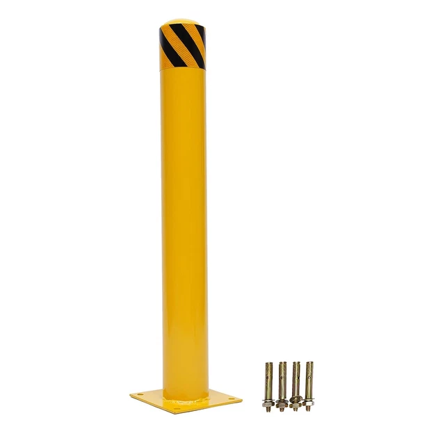 SAFETY BARRIER BOLLARD, Yellow Safety Bollard Post Road Pile 36"H 4.5"D ...