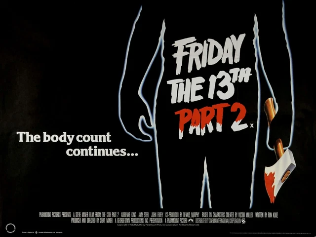 FRIDAY THE 13TH part 2 1981 UK quad poster print 30x40" 80s Slasher ...