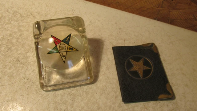 ANTIQUE MASONIC EASTERN Star Glass Paperweight & Receipt Book £17.86 ...