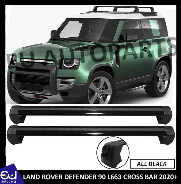 BLACK ROOF RACK Cross Bars Locking Rails For Land Rover L663 Defender ...