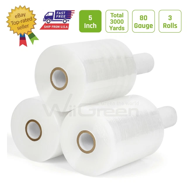 5& INCH BIODEGRADABLE Mini Stretch Film Wrap 1000 Feet 5 Layers 80 ...