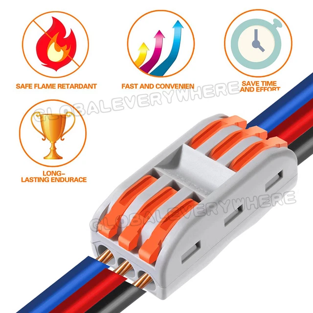 50X LEVER NUT Electrical Cable Wire Connector Conductor Block Clamps ...