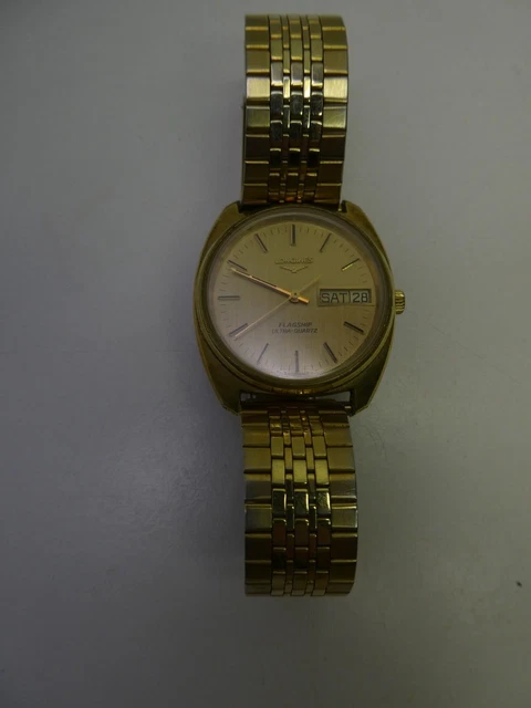 LONGINES FLAGSHIP ULTRA Quartz Mens Gold Plate Watch Estate Lot $689.00 ...