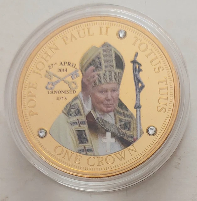 24K GOLD CLAD POPE JOHN PAUL II "ONE CROWN COLLECTION" w/ SWAROVSKY S ...