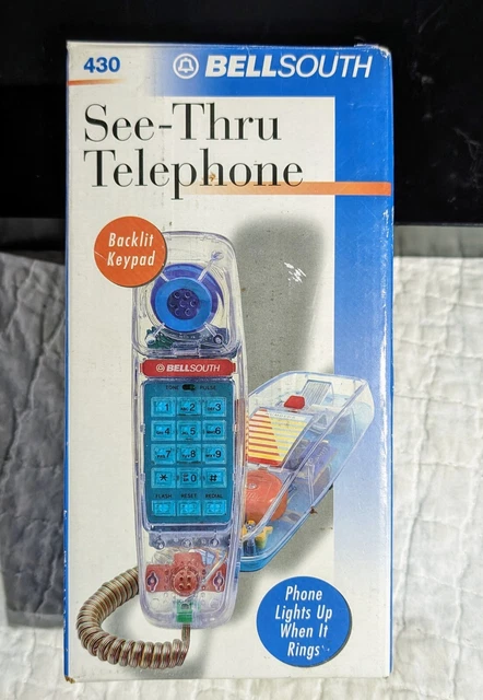VINTAGE BELL SOUTH Model 430 Clear Telephone Phone Retro See Thru 90s ...