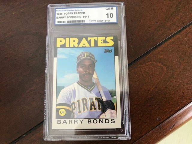 BARRY BONDS RC rookie card, 1986 Topps Traded #11T, Pittsburgh Pirates ...