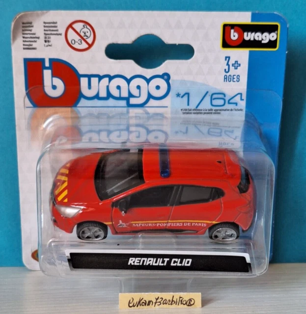 RARA RENAULT CLIO POMPIERS DE PARIS FIRE Pompieri Scale Model New 1:64 ...