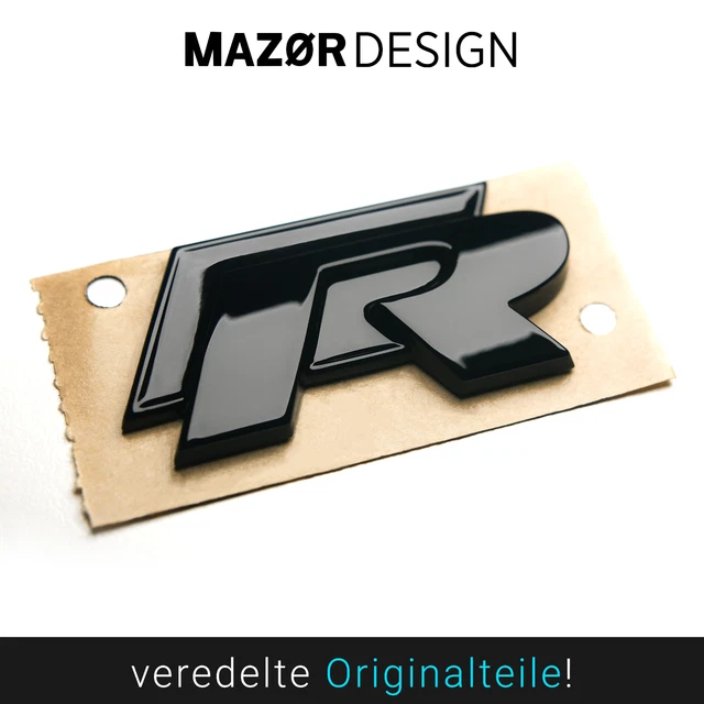 VW GOLF VII 7 R Emblem Logo Schriftzug Heck Hinten Schwarz lackiert EUR ...