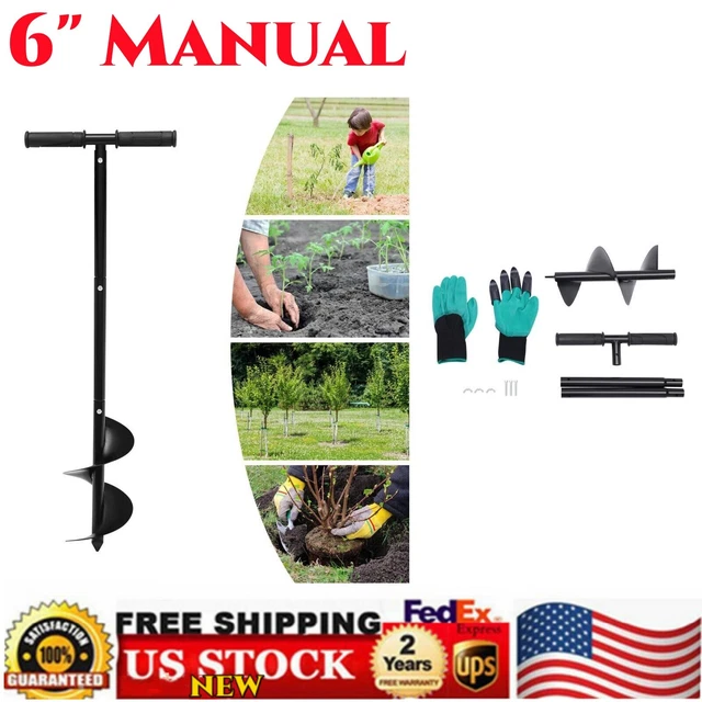 6& MANUAL EARTH Auger Fence Post Drill Soil Digger Hole Borer Digger ...