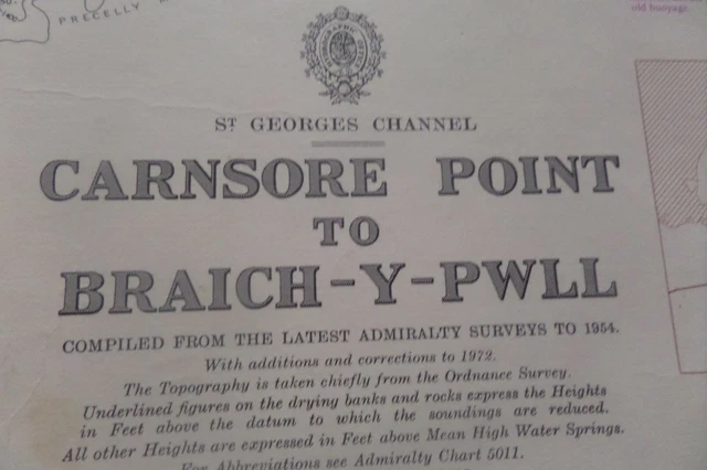 VINTAGE ADMIRALTY CHART Carnsore Point To Braich-Y-Pwll £15.99 ...