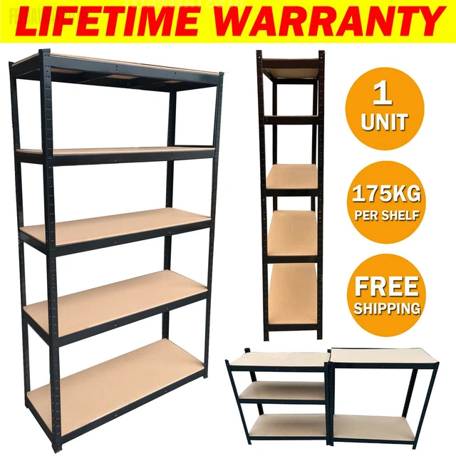 5 TIER STORAGE Shelving Garage Racking Metal Shelves Home Warehouse ...