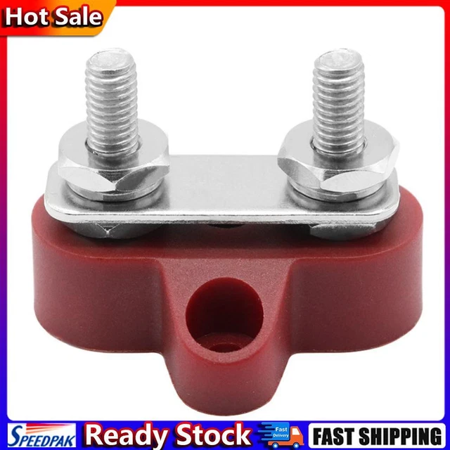 BUS BAR TERMINAL Block Heavy Duty Dual M6 Power Distribution Stud (Red ...