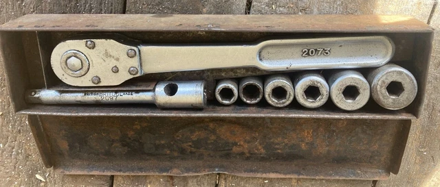 VINTAGE BRITOOL WHITWORTH Hex Socket set In origonal tin Box Used £30. ...