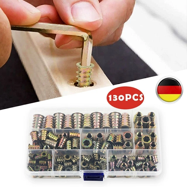 130TLG EINSCHRAUBMUFFEN MUFFEN Einschraubmuttern Gewindemuffe M4 M5 M6 ...