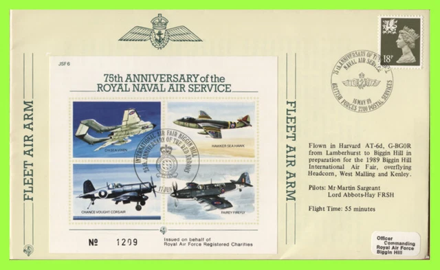 G.B. 1989 75TH Anniversary of Royal Naval Air Service RAF Flown Cover ...