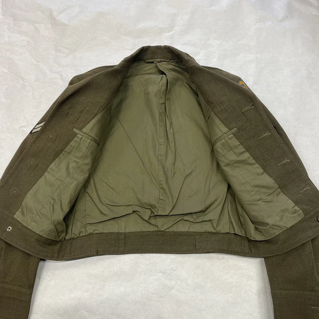 VINTAGE WW2 1946 US Military Field Jacket OD Wool Coat Uniform w/ Patch ...