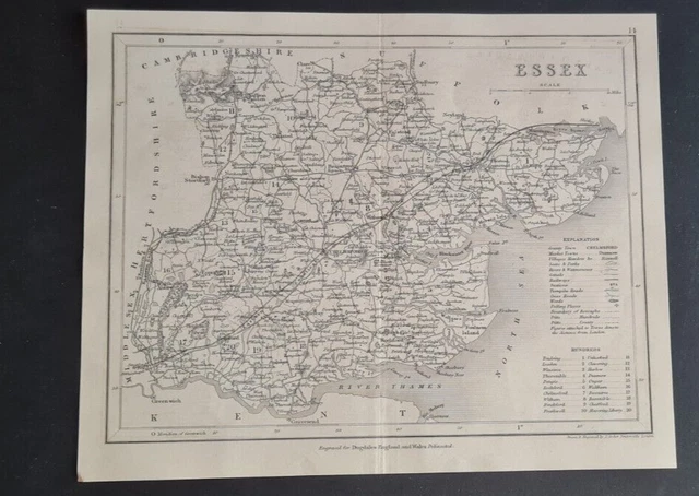 ANTIQUE (C. 1860) map of Essex from Dugdale's England & Wales £9.95 ...
