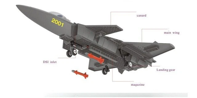 BUILDING BLOCKS MOC Military J20 Stealth Fighter Plane DIY Bricks Kids ...