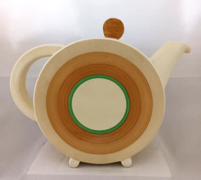 CLARICE CLIFF ART Deco Banded Bonjour Large Teapot & Lid c1930s £120.00 ...