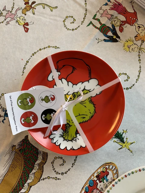 NEW ZRIKE THE GRINCH Dr. Seuss APPETIZER PLATES 65th Anniversary Set 4 ...