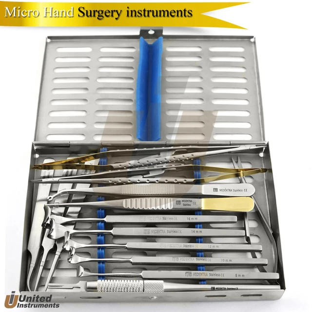 MICRO HAND SURGERY Set Tissue Retractor Microsurgical Instruments ...
