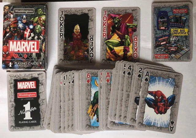 JEU DE 54 cartes collector MARVEL Waddingtons playing cards Spider-man ...