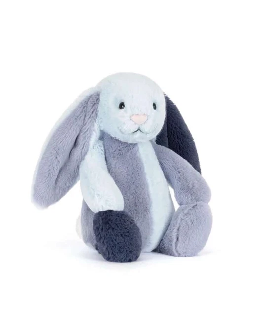 JELLYCAT PUDDLESEA BUNNY Patchwork Blue Grey Fluffy Rabbit Comfort Toy ...