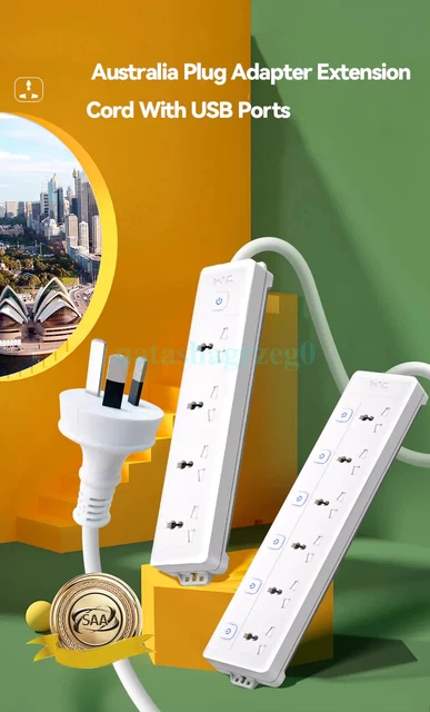 UNIVERSAL USB PLUG-IN Australian Standard Socket Extension Cord $58.98 ...